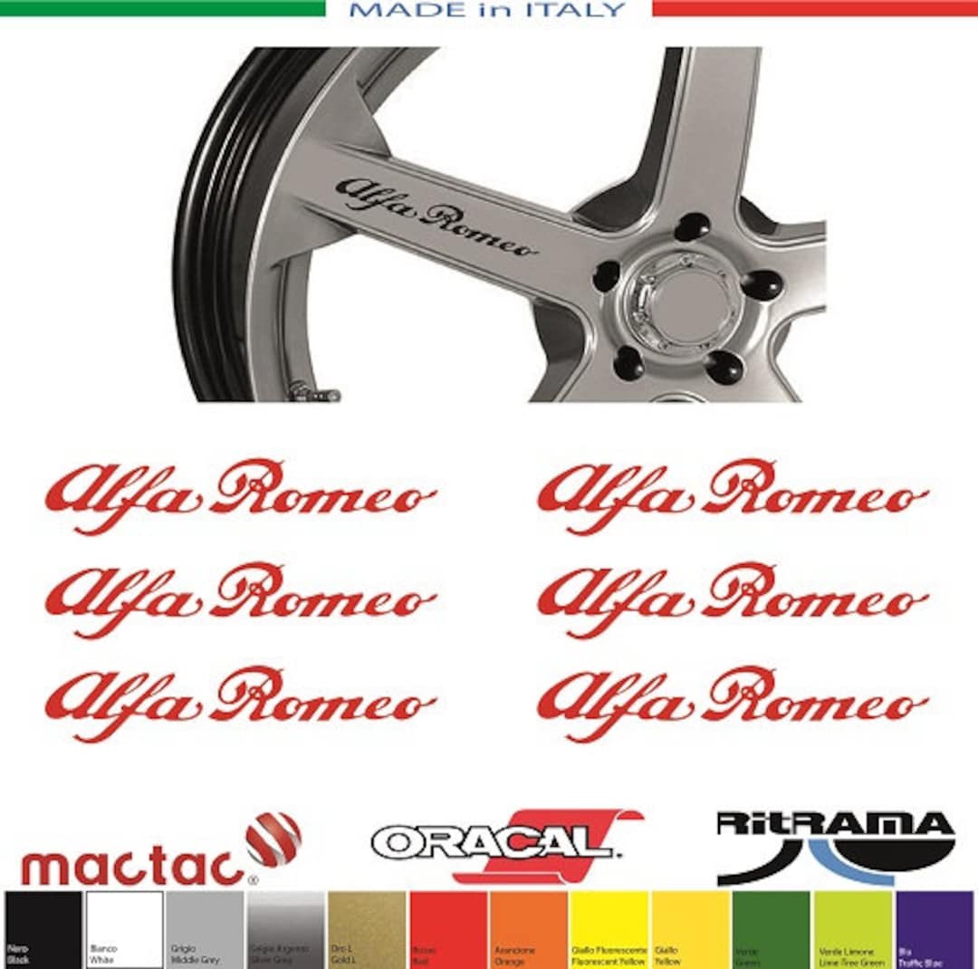 Kit 6 Stickers ALFA ROMEO WHEELS Cerchioni Decals Stickers Klebstoffe ...