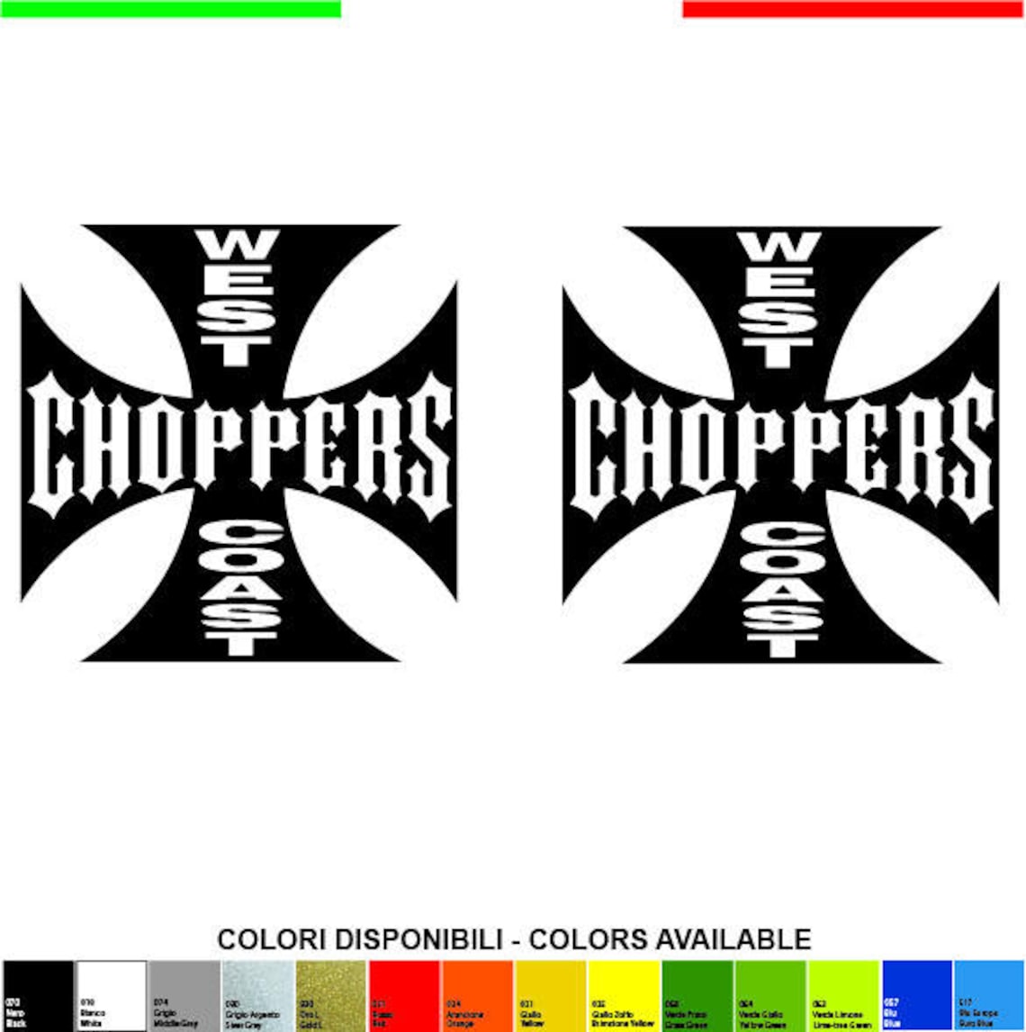 Kit 2 Stickers WEST COAST CHOPPERS Mm.70xmm.70 Decals Stickers ...