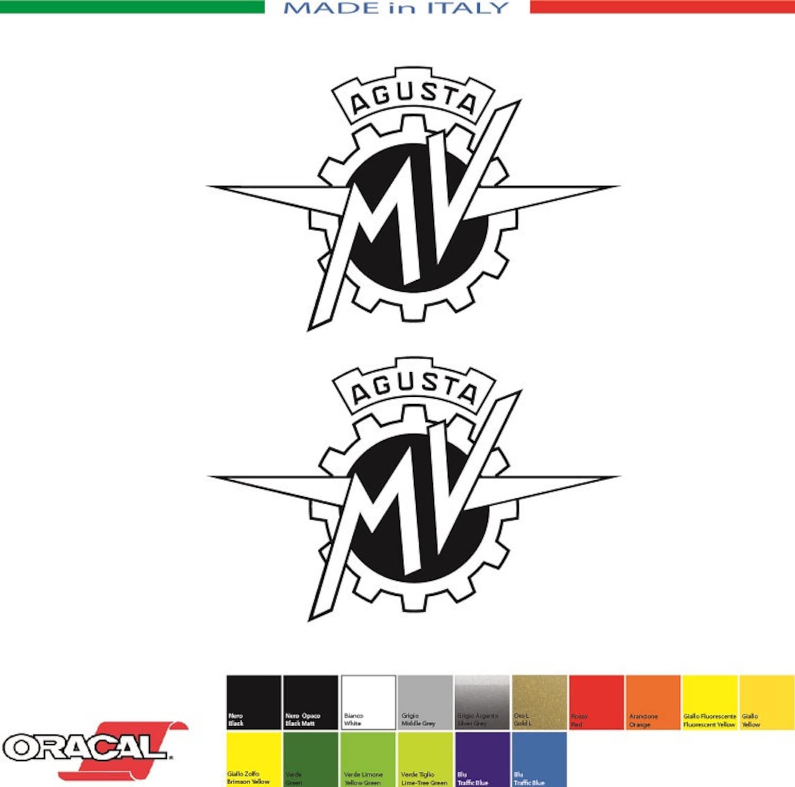 2 Compatible Stickers Logo MV AGUSTA Filetto 1 Mm.120xmm.77 Italy ...
