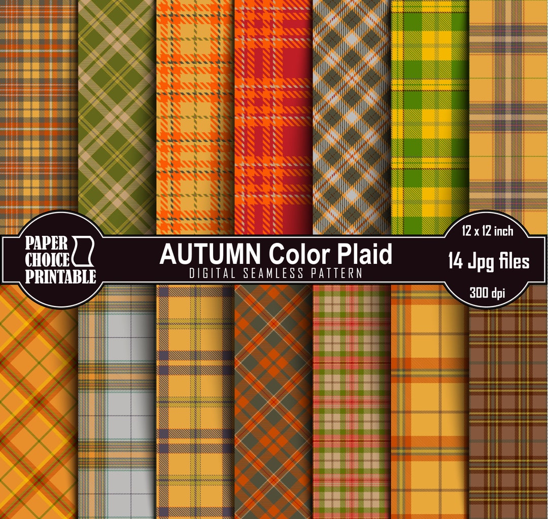 Autumn Tartan Plaid Digital Paper Set, Yellow, Brown, Orange ...