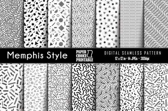 MEMPHIS DIGITAL PAPER: 12 x 12 Memphis Patterns | Etsy