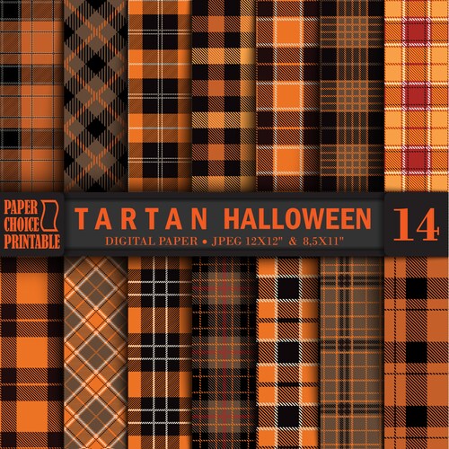 Halloween Plaid Digital Paper Buffalo Check Design Halloween - Etsy