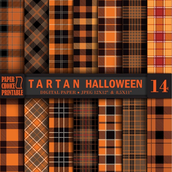 Halloween Plaid Digital Paper Buffalo Check Design Halloween | Etsy