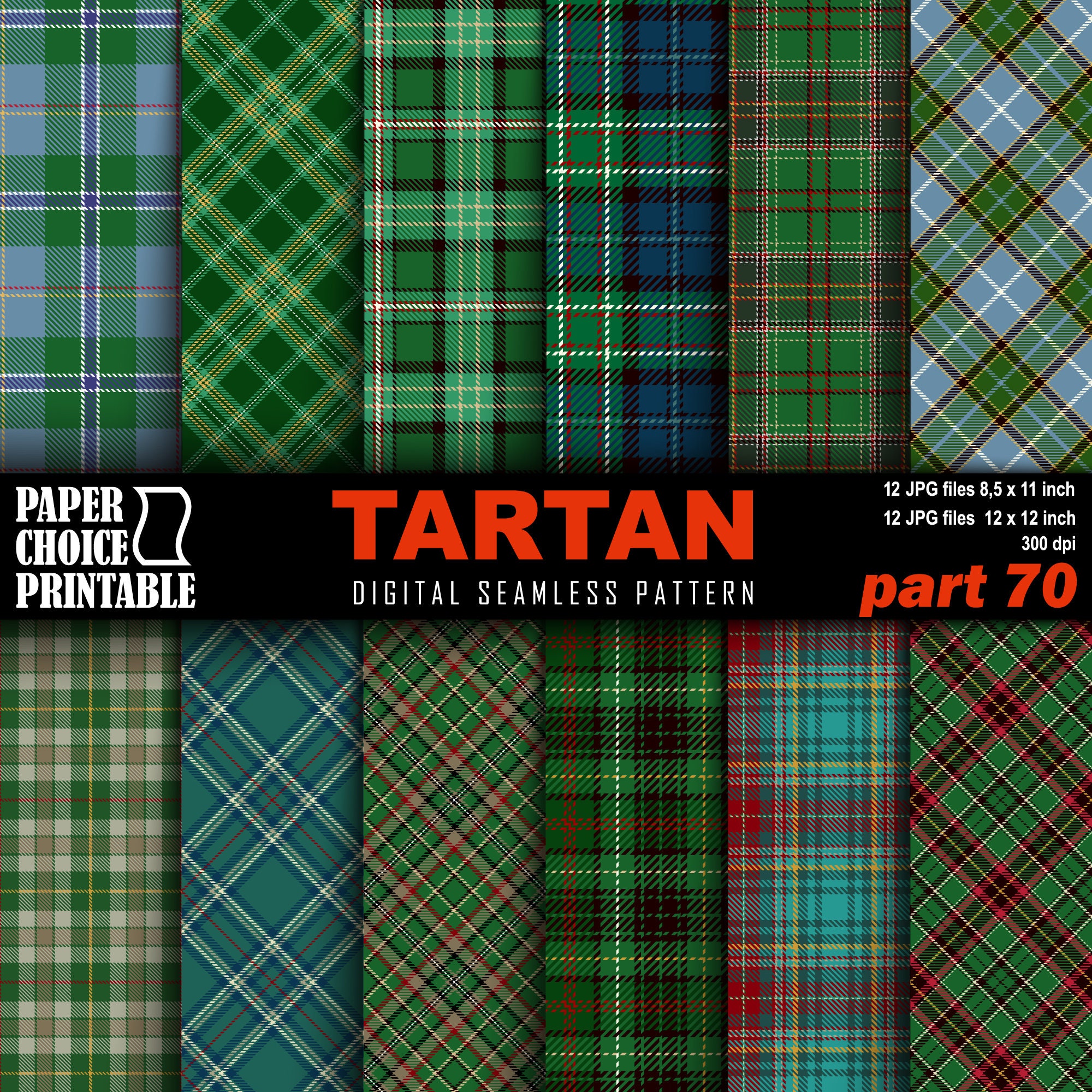 Tartan Digital Paper Clipart. Scottish Plaid, Tartan Clipart. Seamless ...