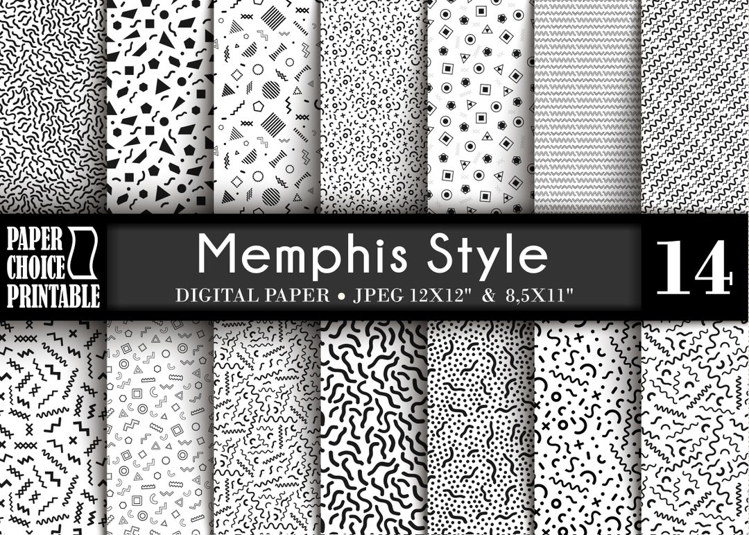 MEMPHIS DIGITAL PAPER: 12 X 12 Memphis Patterns, Scrapbook Patterns ...
