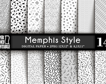 MEMPHIS DIGITAL PAPER: 12" X 12" Memphis Patterns, Scrapbook Patterns ...