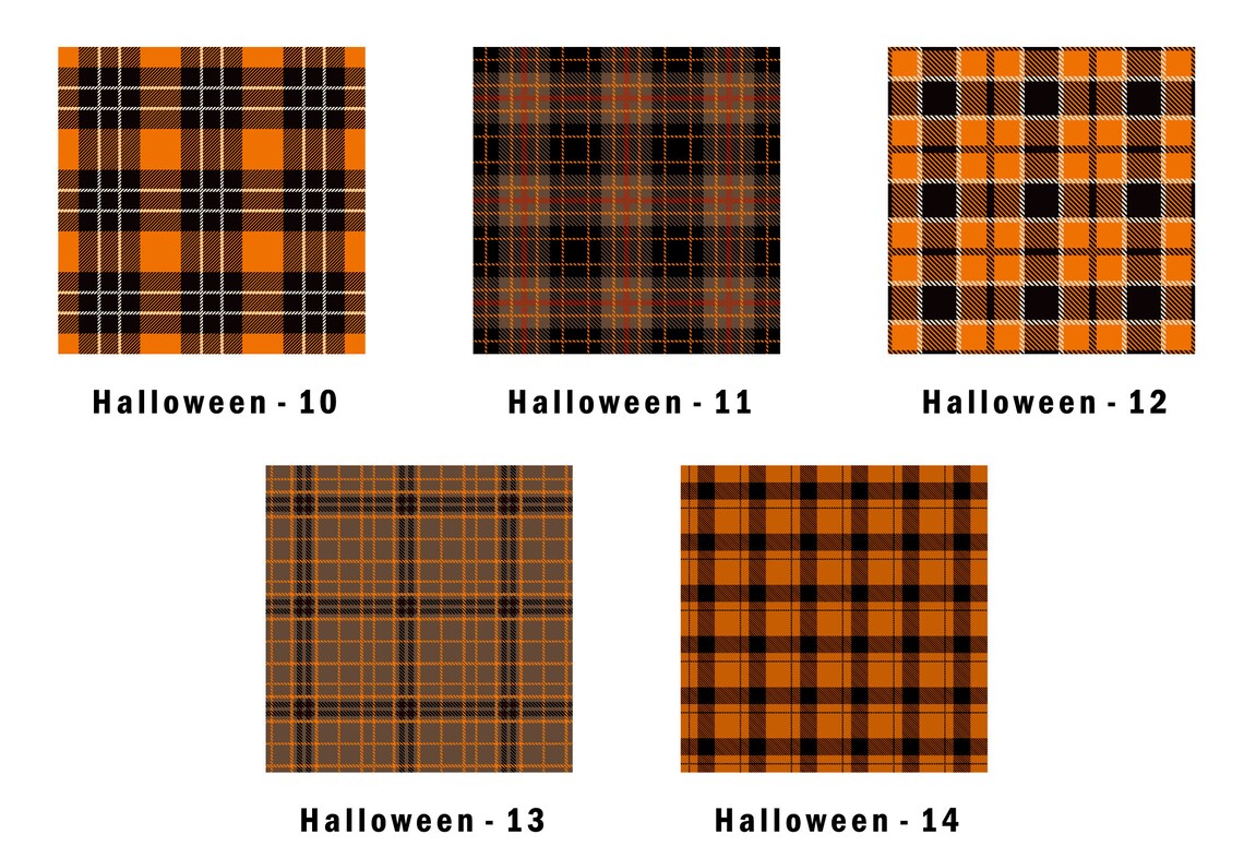 Halloween Plaid Digital Paper, Buffalo Check Design, Halloween Plaid ...