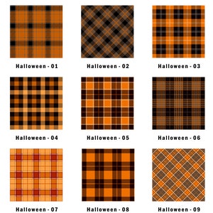 Halloween Plaid Digital Paper, Buffalo Check Design, Halloween Plaid ...