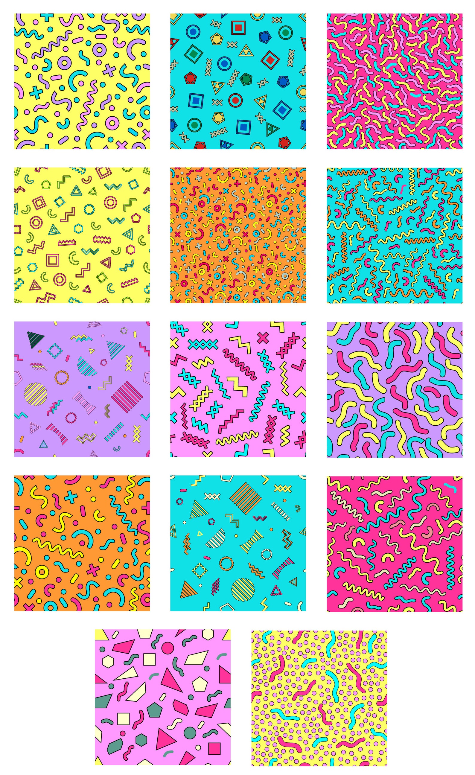 MEMPHIS DIGITAL PAPER: 12" X 12" Memphis Patterns, Scrapbook Patterns ...