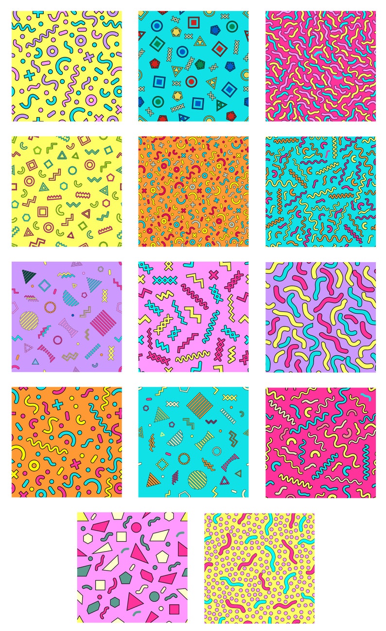 MEMPHIS DIGITAL PAPER: 12" X 12" Memphis Patterns, Scrapbook Patterns ...