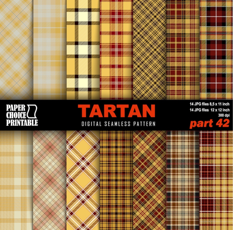 Tartan Digital Paper Clipart. Scottish Plaid, Tartan Clipart. Seamless ...