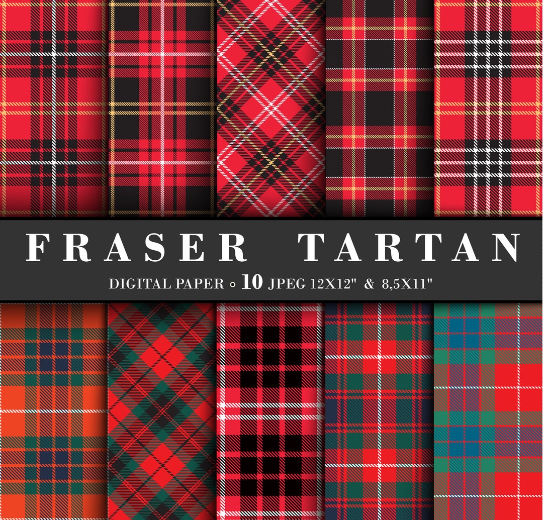 Fraser Tartan Plaid Digital Wallpaper, Seamless Pattern Prints ...