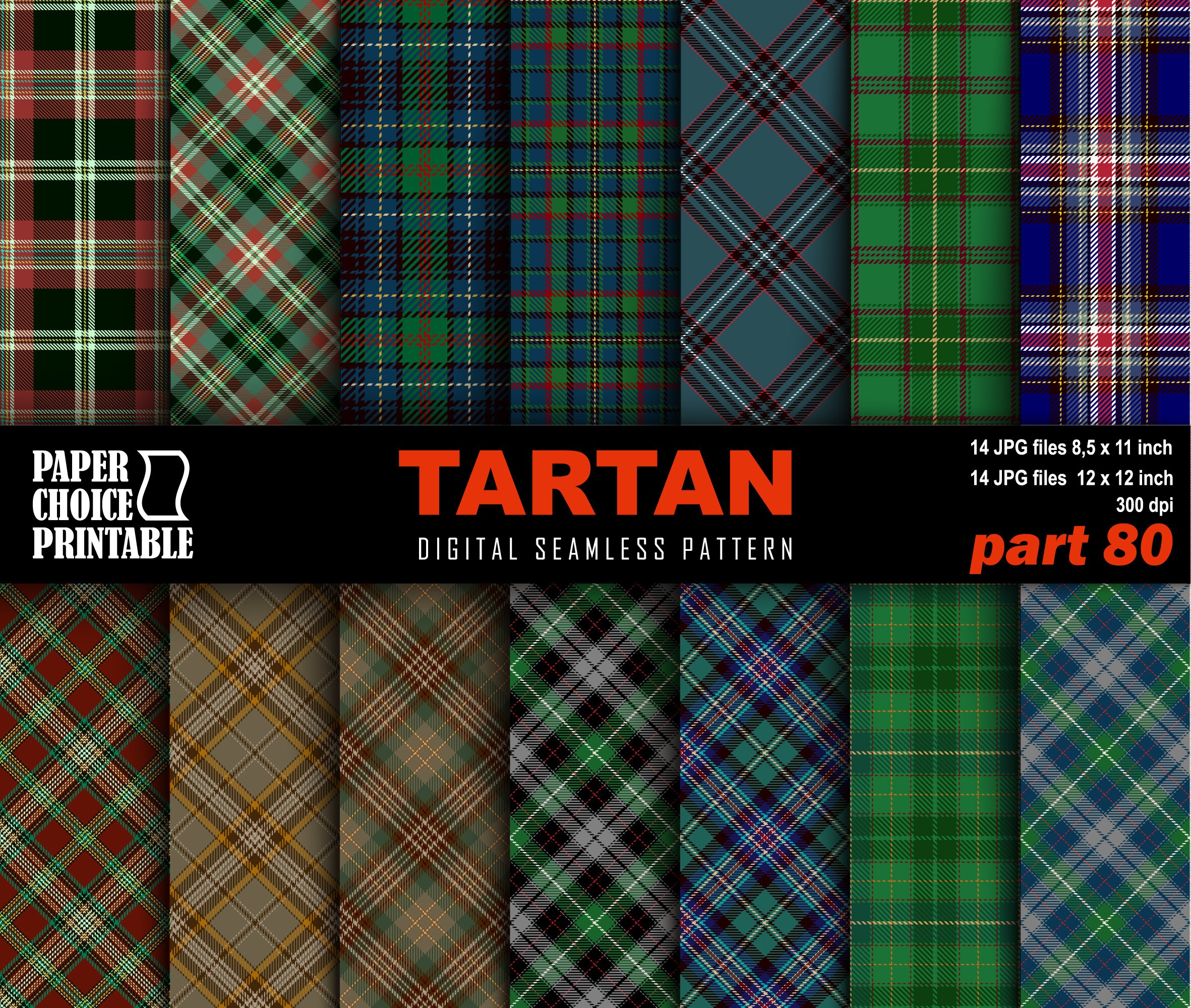 Tartan Digital Paper Clipart. Scottish Plaid, Tartan Clipart. Seamless ...