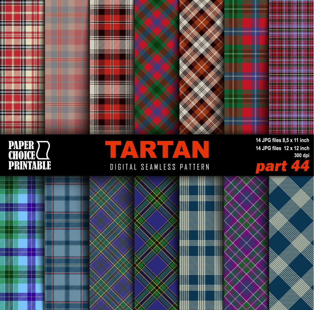 Tartan Digital Paper Clipart. Scottish Plaid, Tartan Clipart. Seamless ...