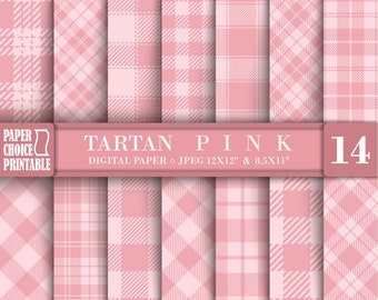 Pink Plaid Paper | Etsy