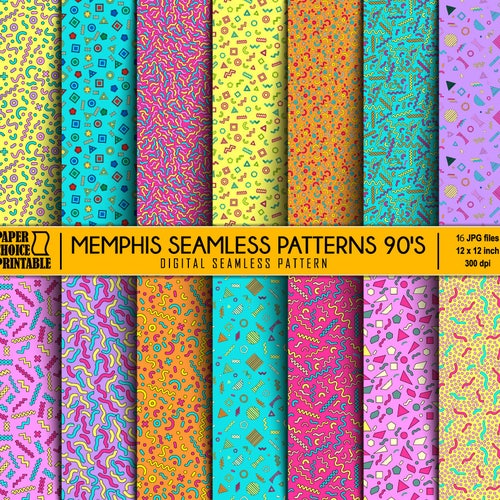 Digital Paper 90s 80s Patterns Seamless Printable. Memphis | Etsy