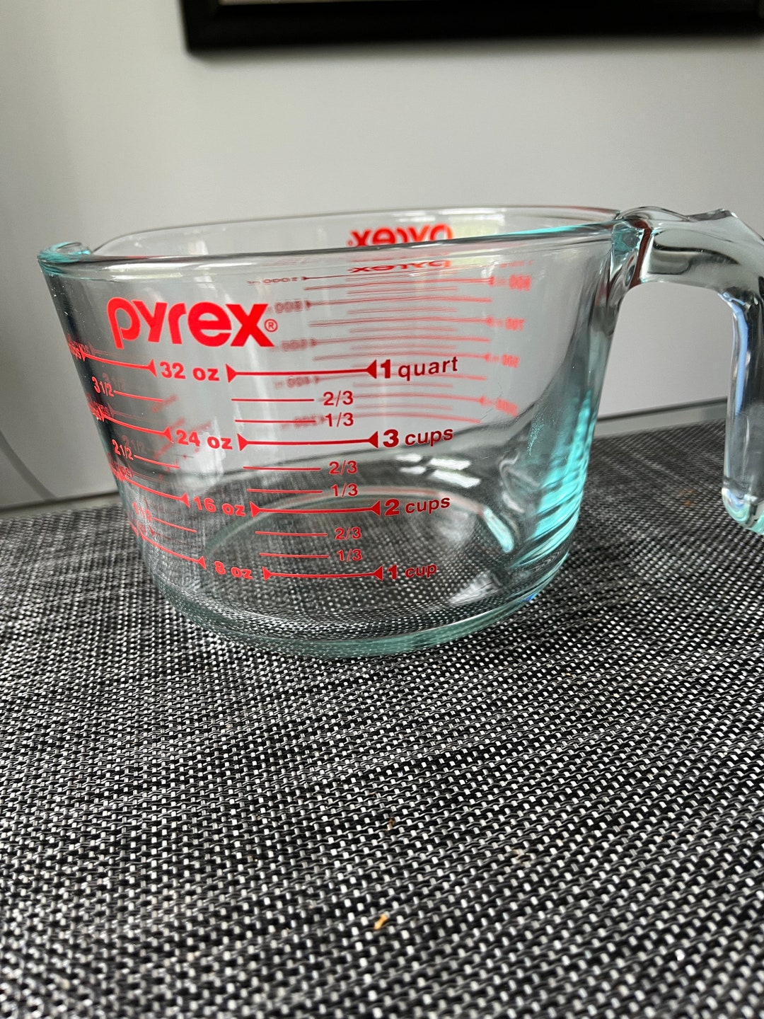 Pyrex Clear Measuring Cup Blue Green Tint Metric 1000ml 1 Liter, J ...