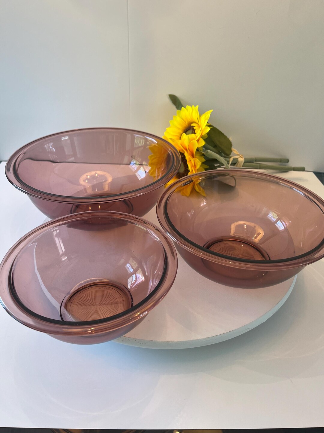 Vintage Set of 3 Nesting Pyrex Cranberry Glass Mixing Bowls - Etsy