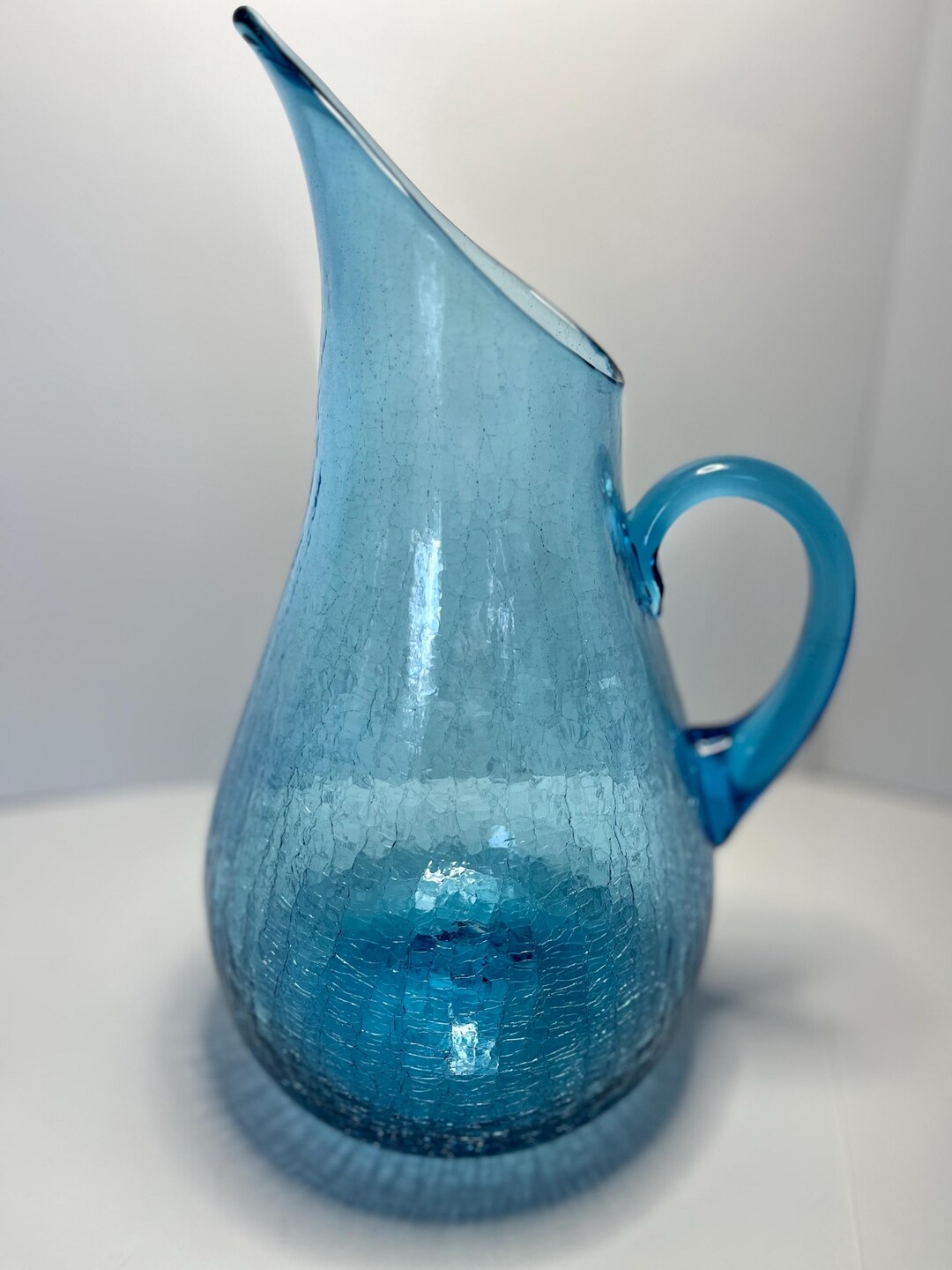 Vintage Blenko Art Glass - 939 - 14 Winslow Anderson Crackle Pitcher ...