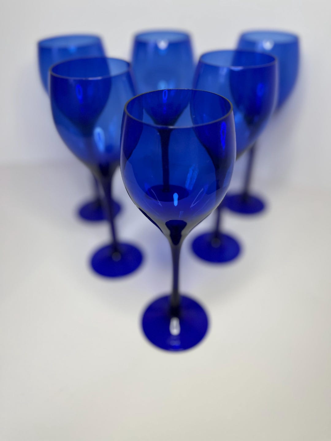 Set of 6 - SIX Cobalt Blue Glass Water Goblets. Set of 6 - SIX ...