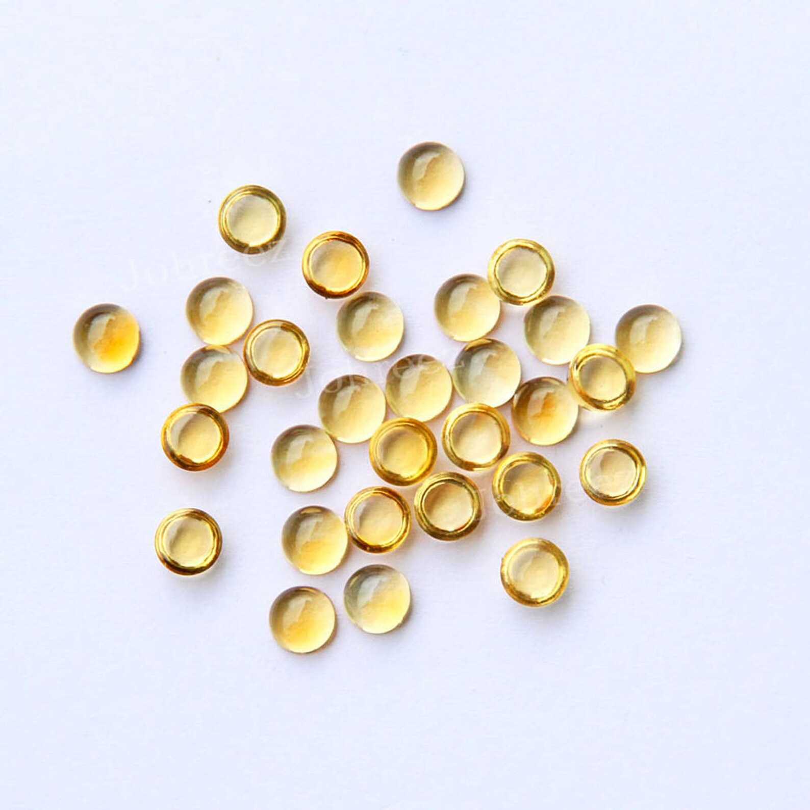 Natural Yellow Citrine Round Cabochon: Calibrated Loose Gemstone, Flat ...