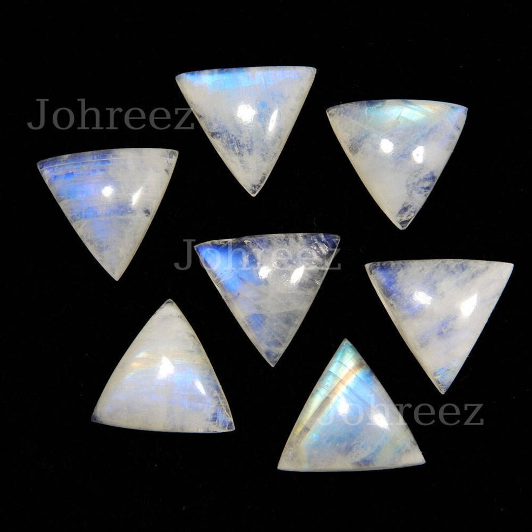 10 Pieces Natural Blue Flashy Rainbow Moonstone Triangle Shape Gemstone ...