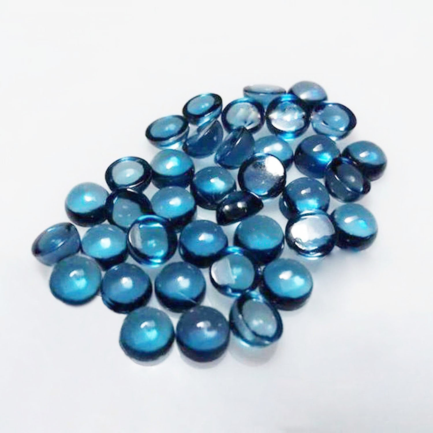 London Blue Topaz Round Shape Gemstone Cabochon 3mm To 10mm | Etsy