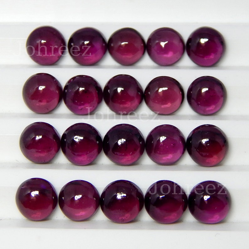 10 Piece Natural Rhodolite Garnet Cabochon Round Shape Gemstone Smooth ...