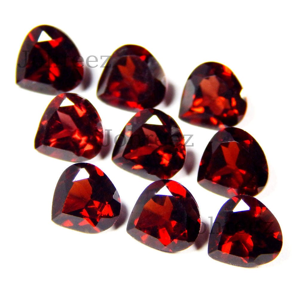 10 Piece Natural Garnet Heart Shape Faceted Cut Loose Gemstone | Etsy