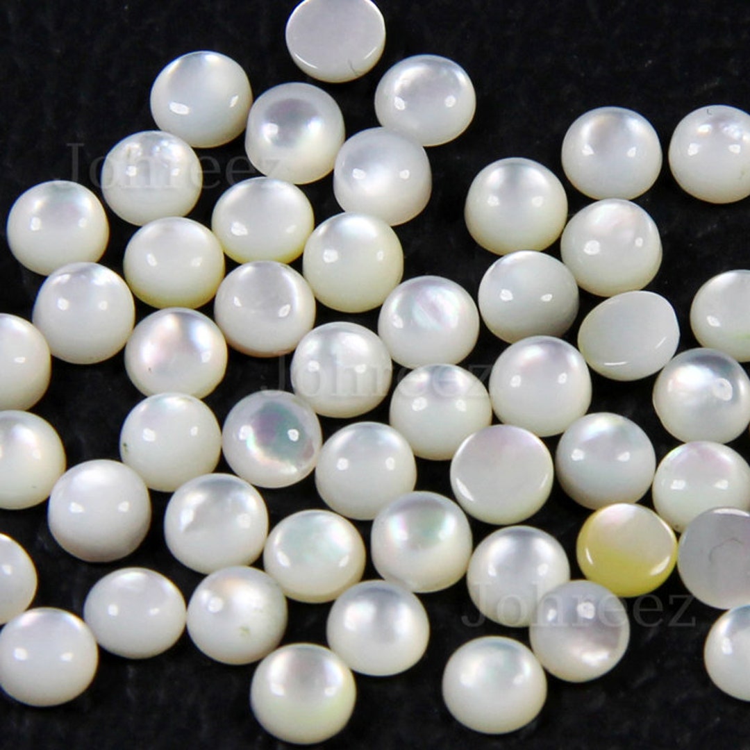 Natural Mother of Pearl Cabochons: Round Flat Back Gemstone (3x3mm to ...