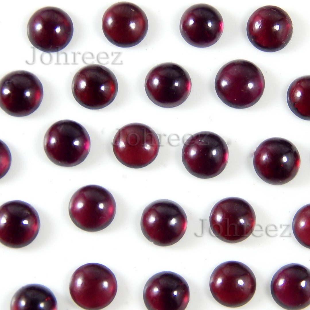 Cabujón de granate natural: piedra preciosa redonda pulida (de 3 x 3 mm ...