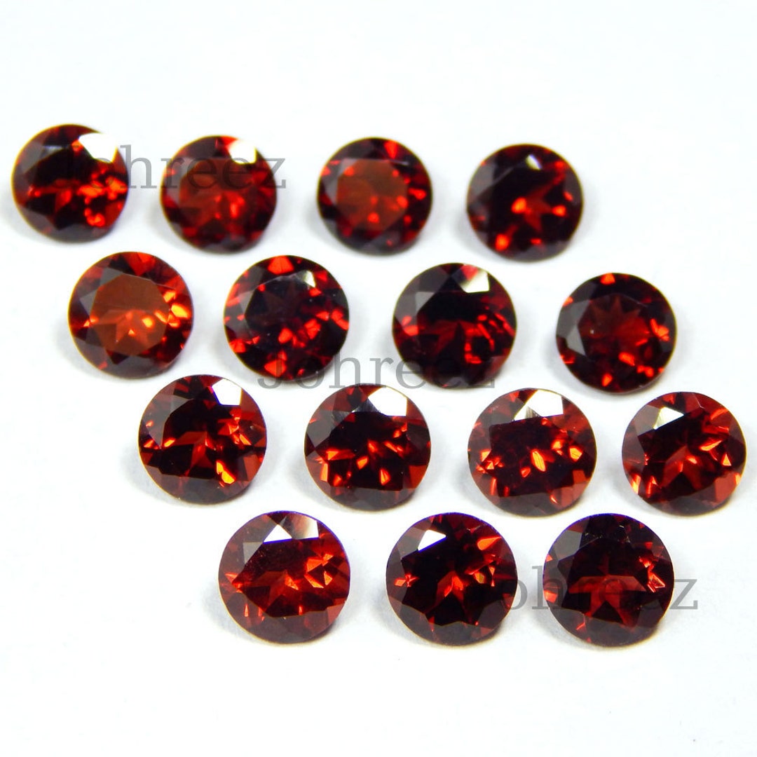 25 Piece Natural Garnet Loose Gemstone Faceted Cut Round Shape Loose ...