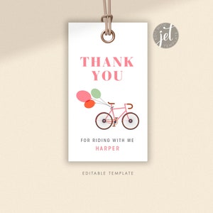 Bicycle Bike Party Favor Tags Thank You Tags Stripes Thank You Tags Sky ...