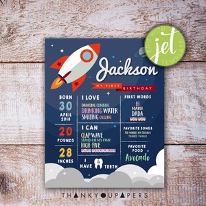 Rocket Space Birthday Party Chalkboard Sign Poster 16x20 Rocket First ...