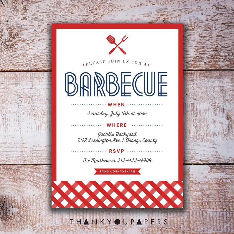 BBQ Invitation Backyard BBQ Invitation Summer PRINTABLE | Etsy