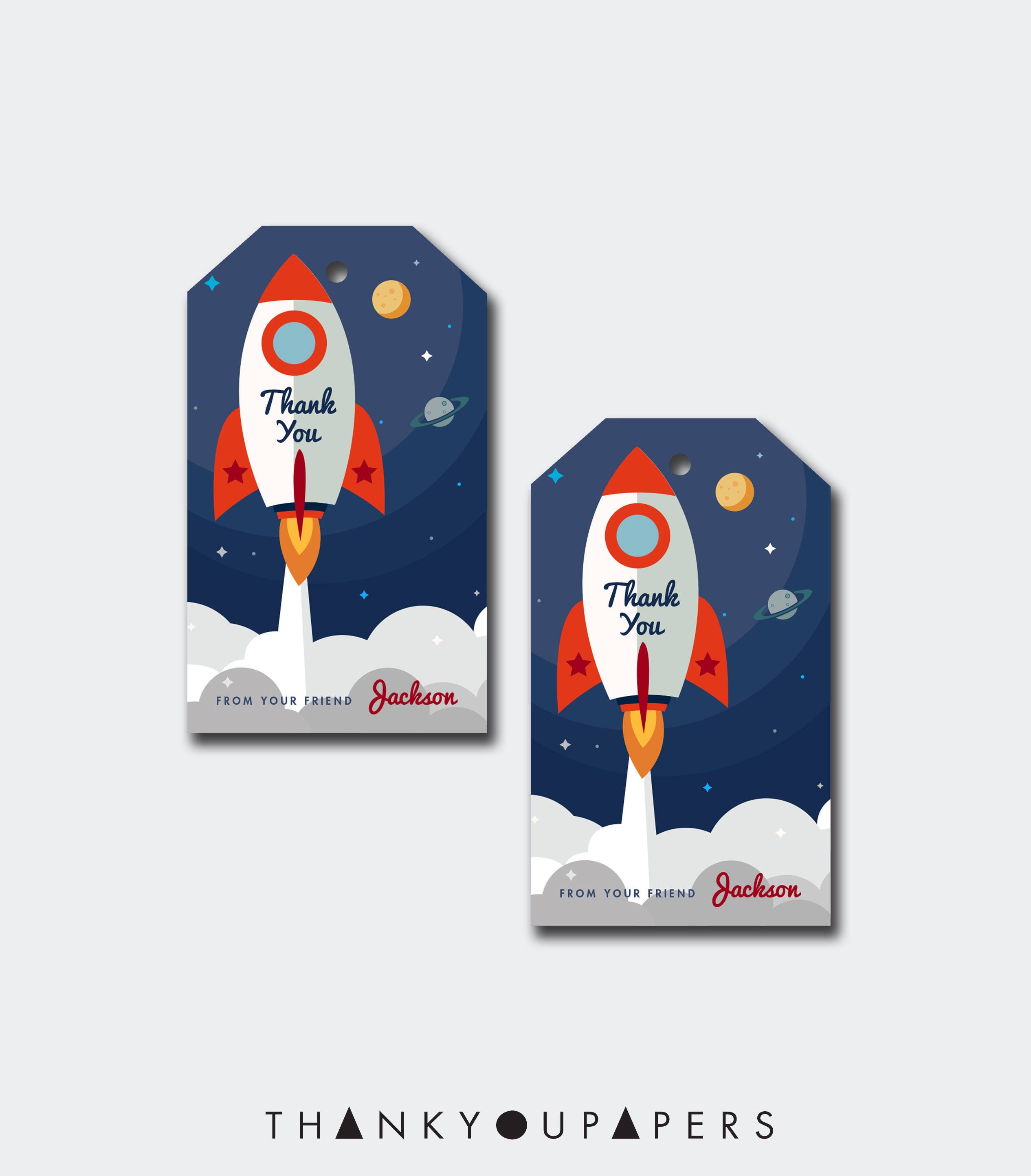 Rocket Space Tag Space Rocket Thank You Tag Birthday Party | Etsy