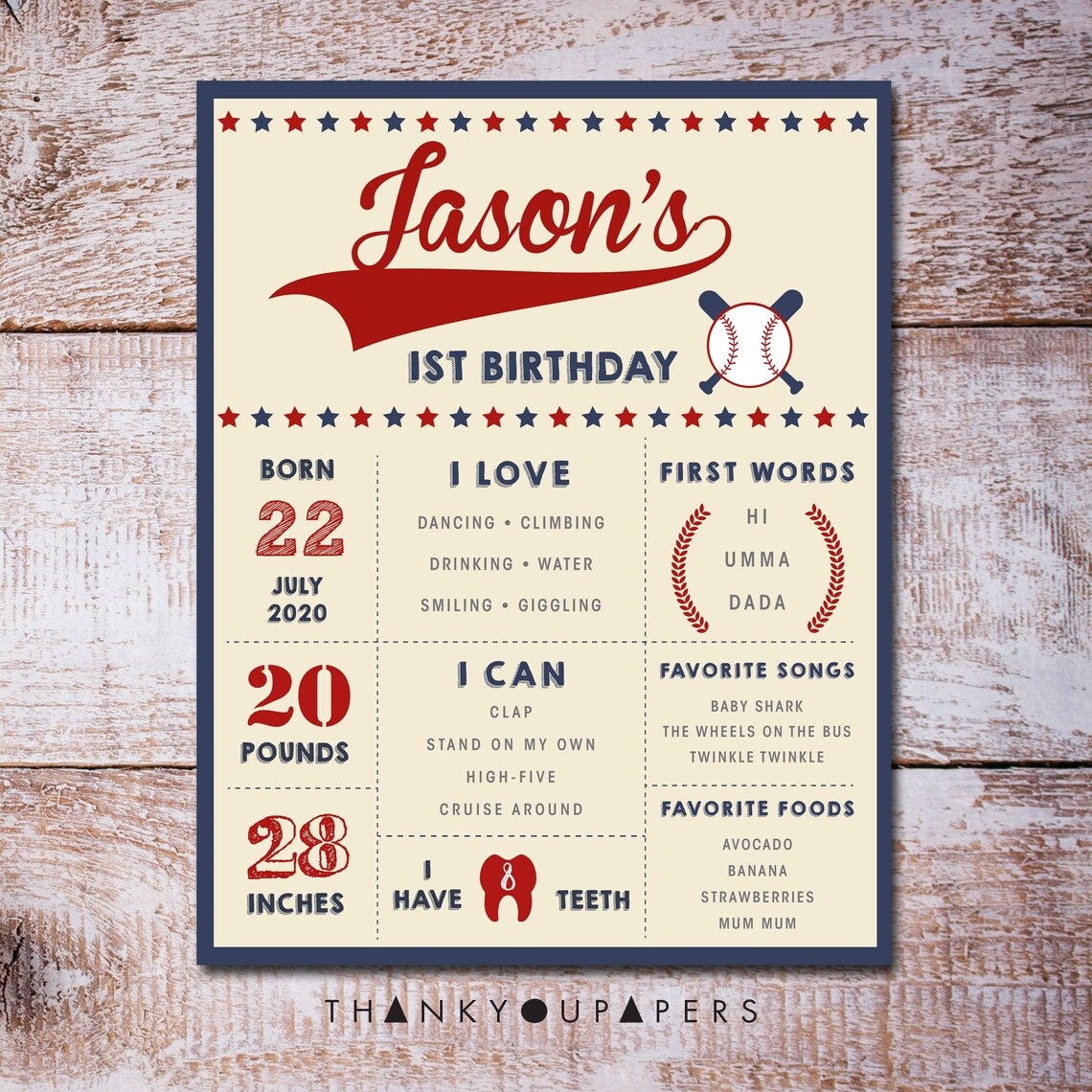 Baseball Birthday Party Milestone Sign Poster 16x20 First | Etsy