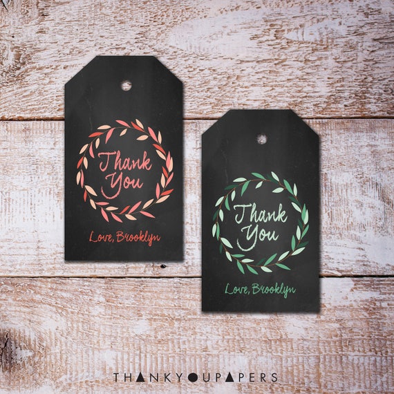 Chalkboard Thank You Tags Favor Tag Doljabi Birthday Green | Etsy