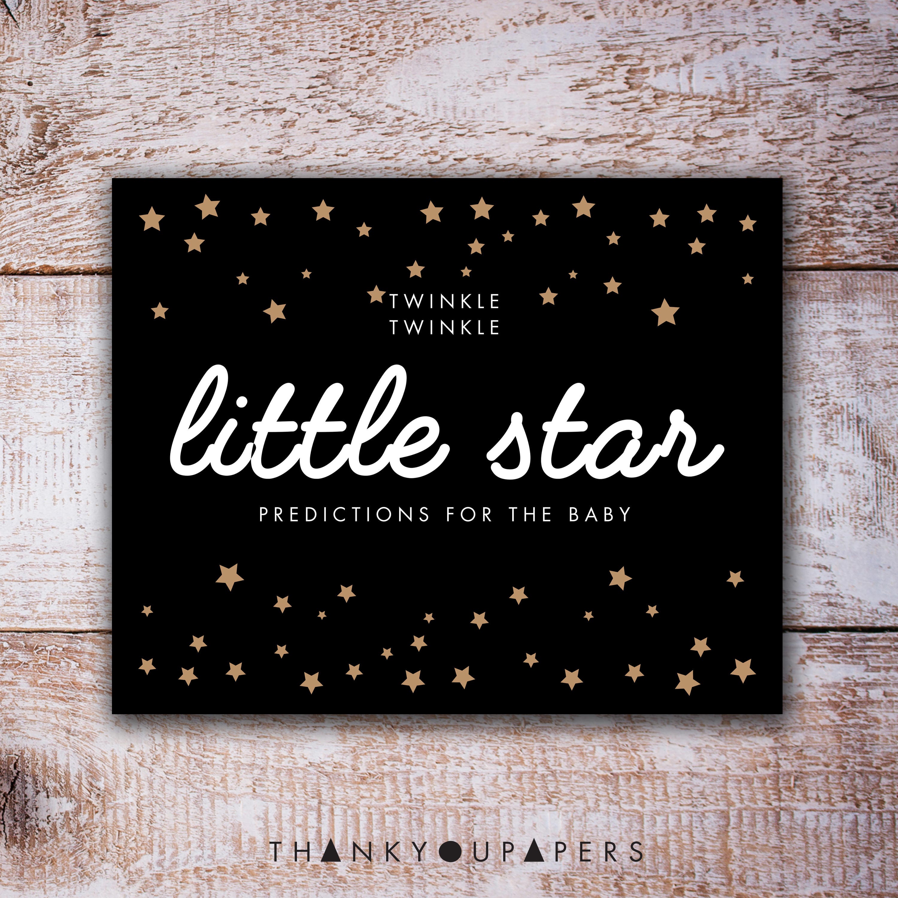 Twinkle Twinkle Little Star Baby Shower Games Gold Black White ...