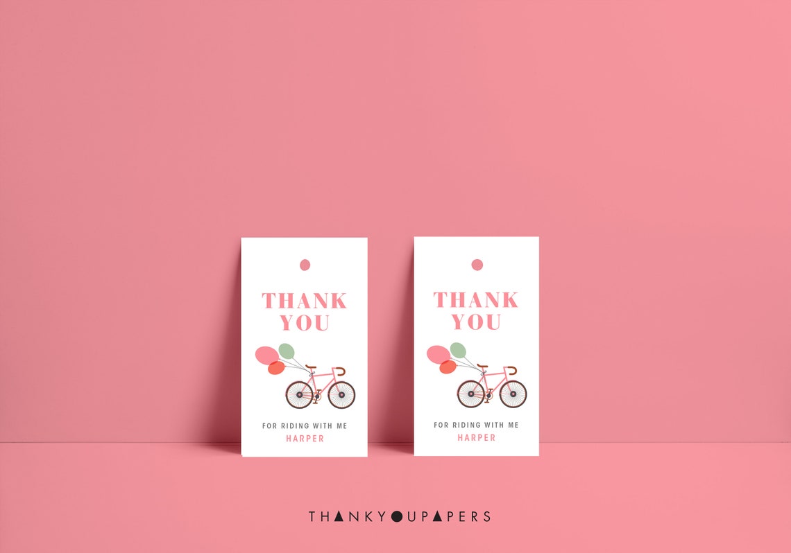 Bicycle Bike Party Favor Tags Thank You Tags Stripes Thank You - Etsy