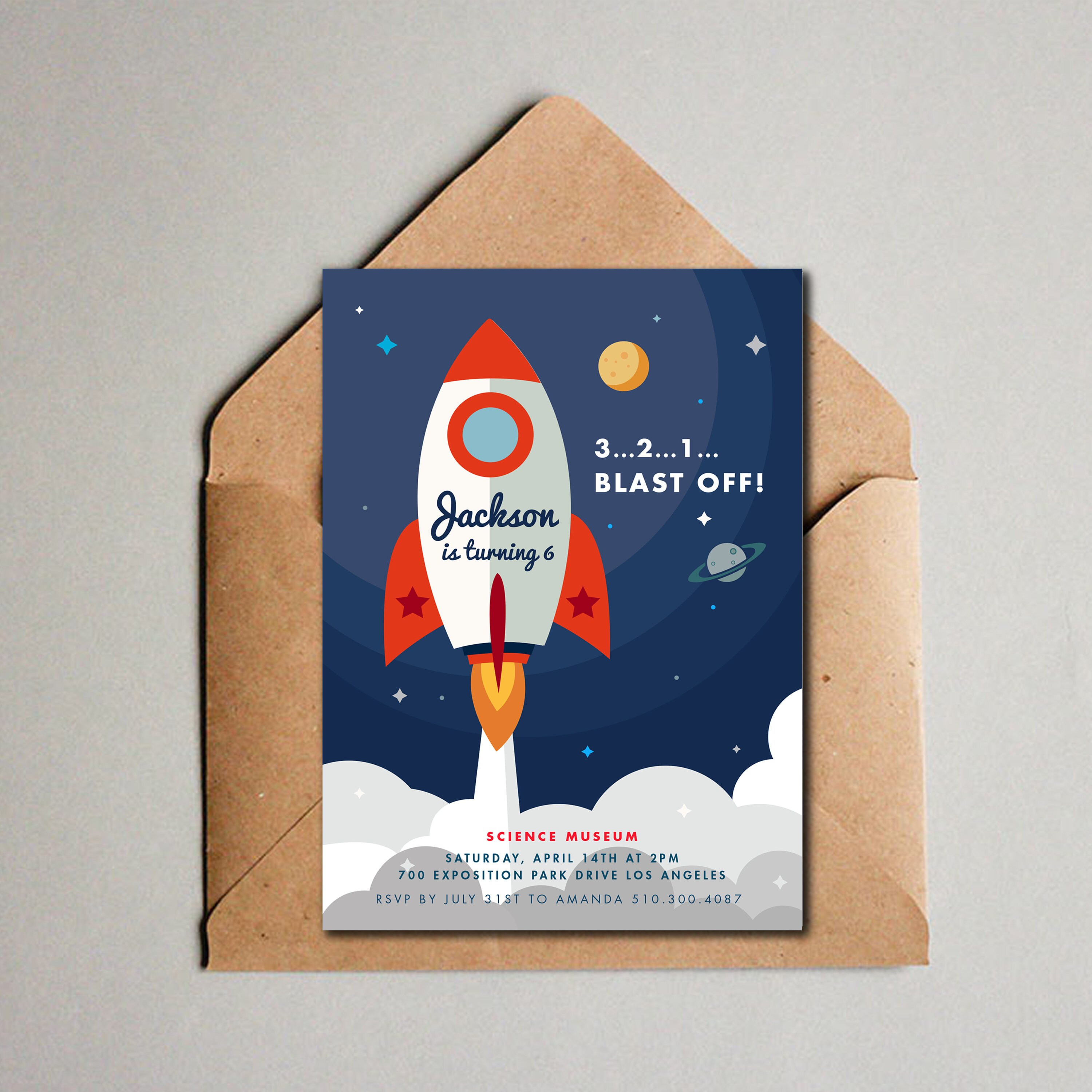 Rocket Invitation, Rocket Birthday Invitation, Rocket Party Invitation ...