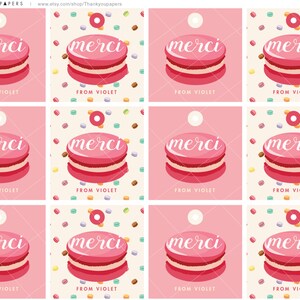 Macaron Merci Party Favor Tag Printable DIGITAL FILE DIY - Etsy