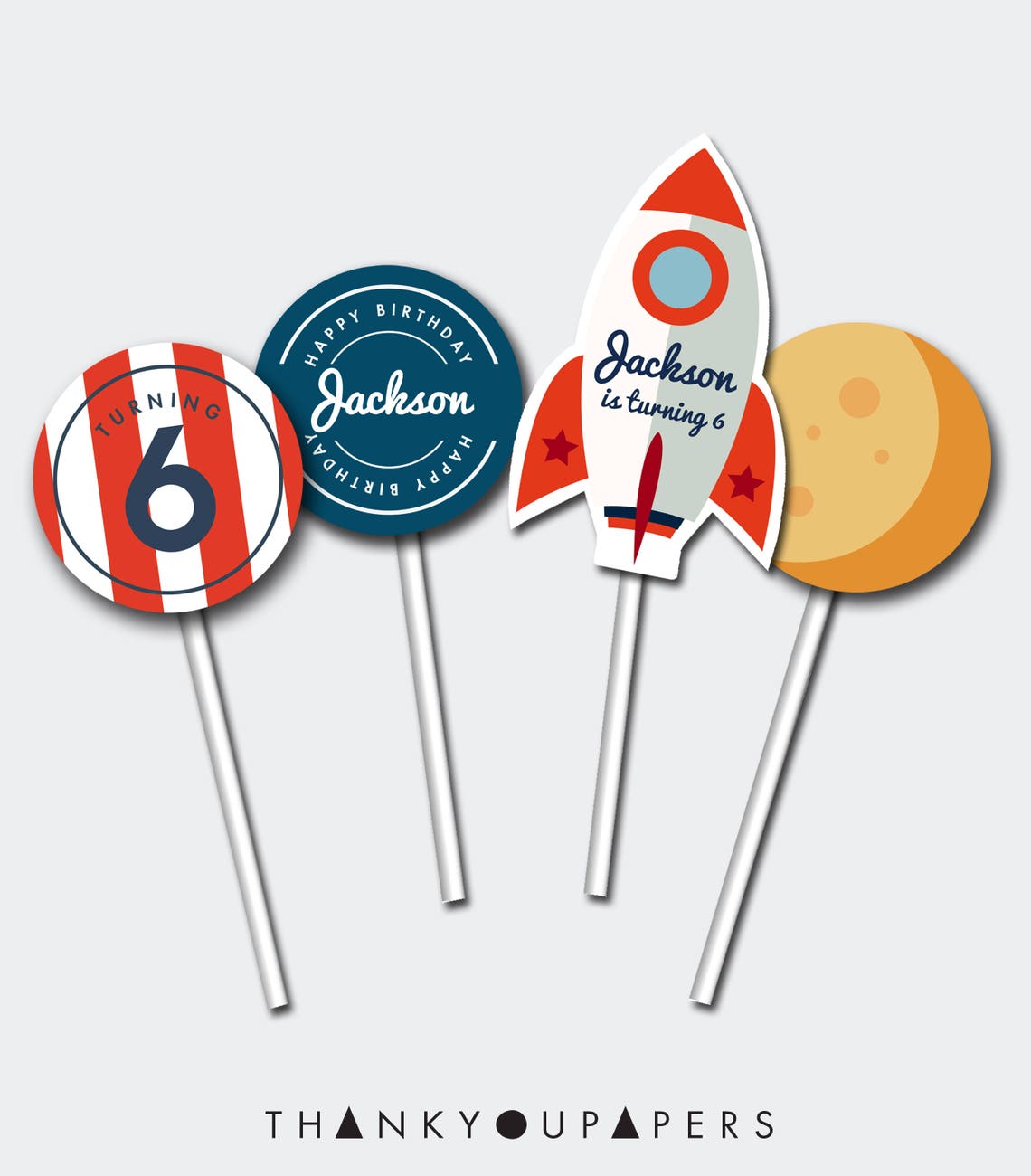 Rocket Cupcake Topper, Space Party, Space Rocket Birthday Party, Rocket ...