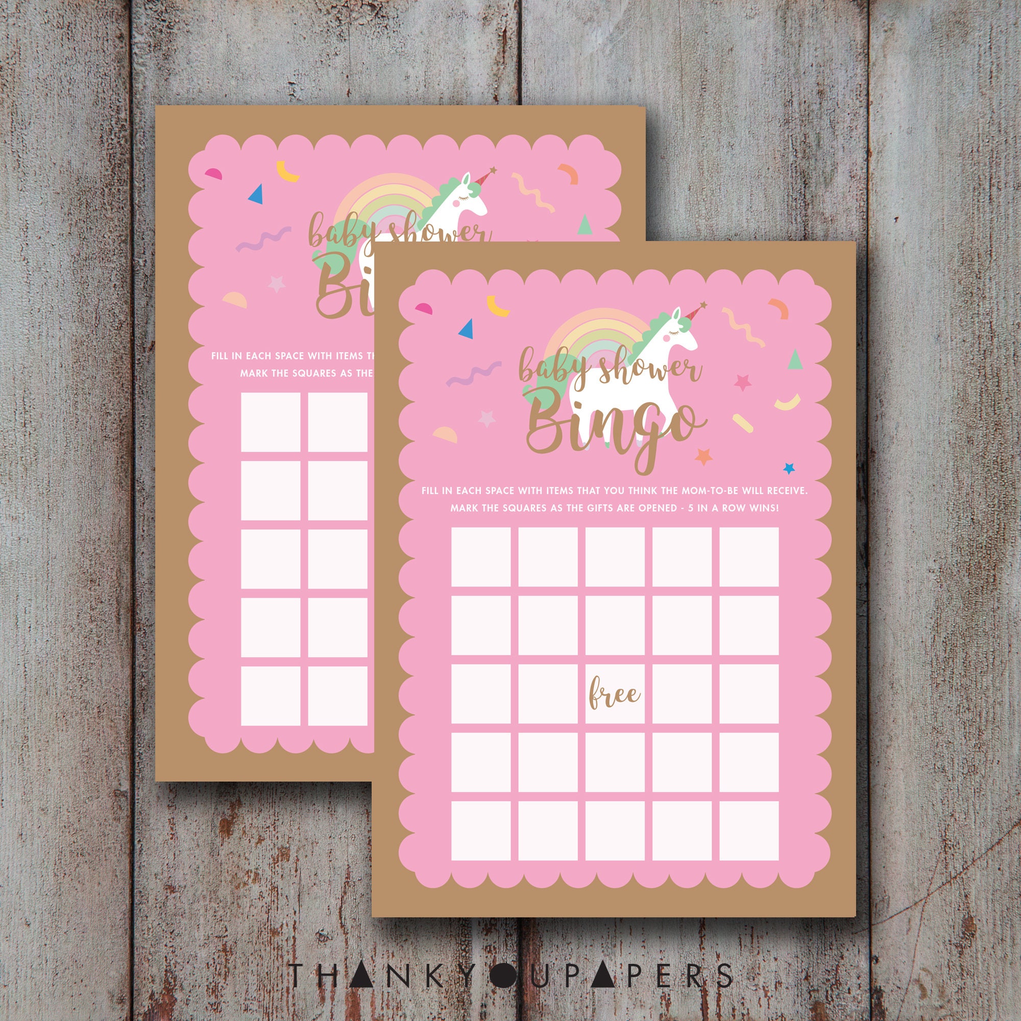 Unicorn Baby Shower Bingo Game, Oh Baby, Magical Rainbow Baby Shower ...