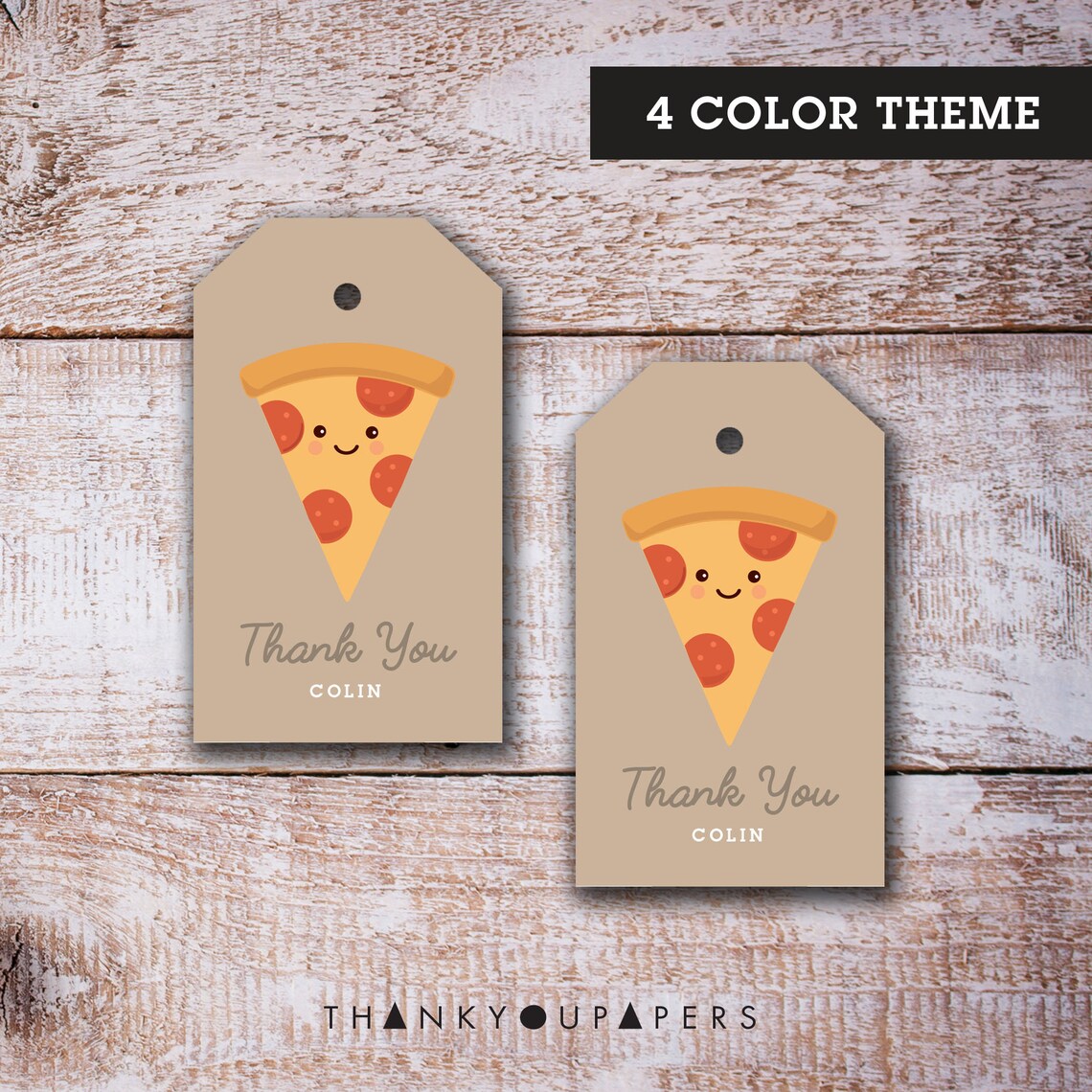 Kawaii Cute Pepperoni Pizza Baby Birthday Favor Tag Doljanchi Boy Girl ...