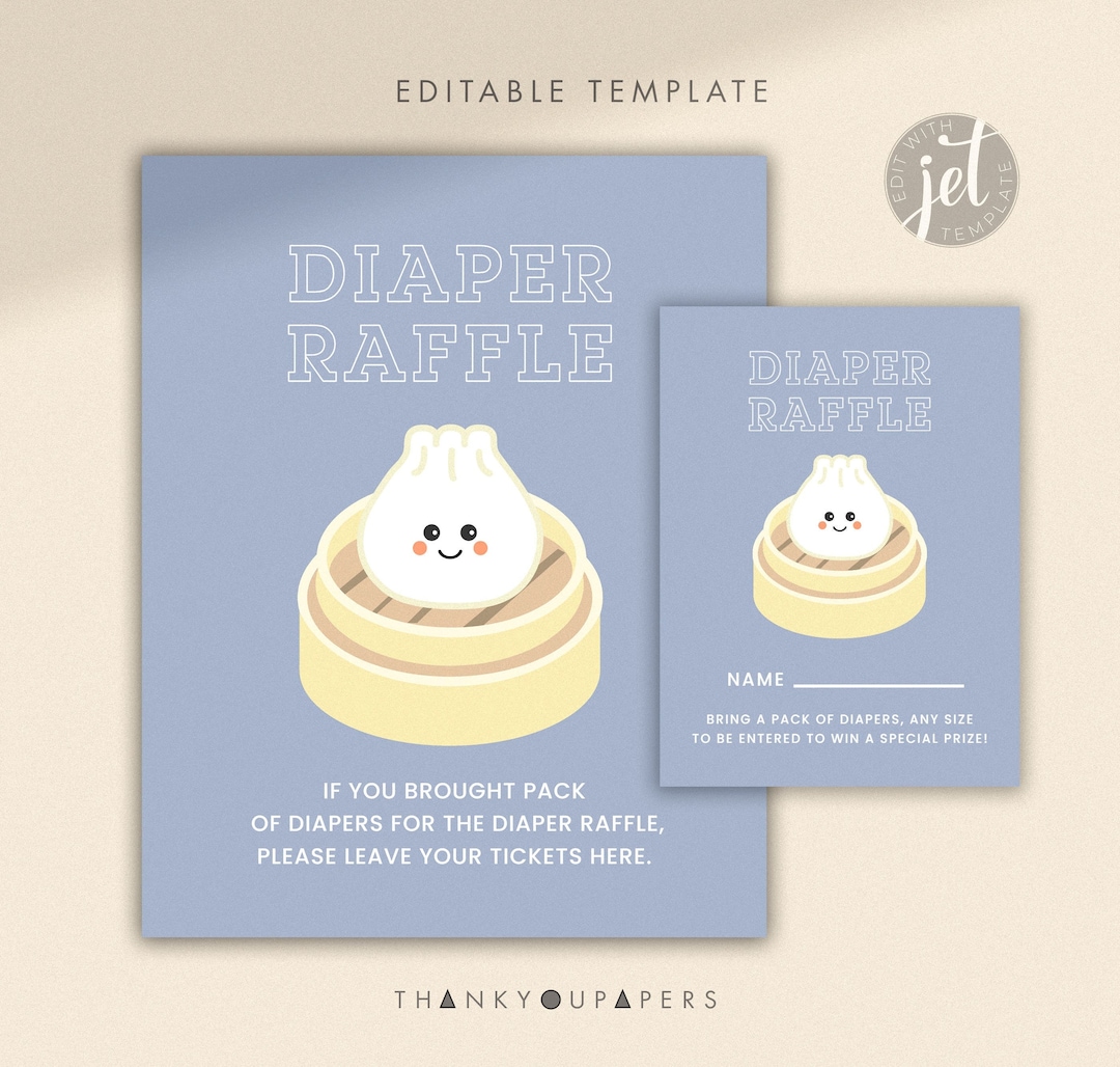 Dumpling Baby Shower Diaper Sign Raffle Ticket Invitation Dumpling ...