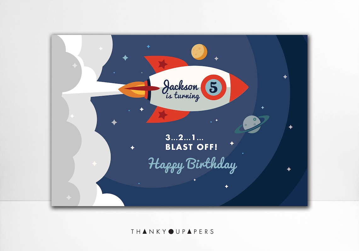 Rocket Backdrop Party Banner Poster Signage - Etsy