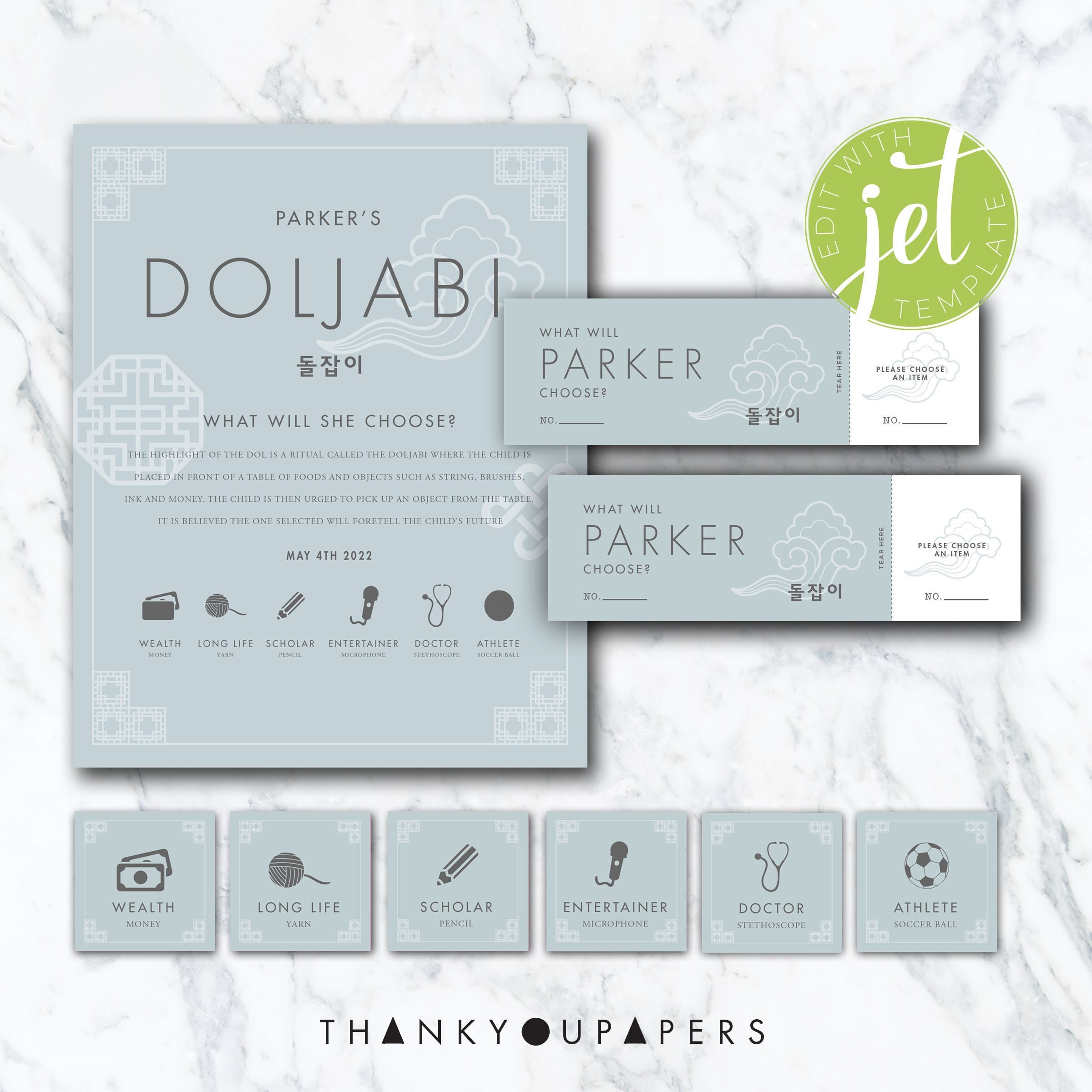 Doljabi Doljanchi Board Blue Traditional Korean First Birthday - Etsy