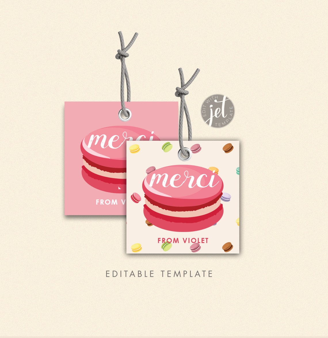 Macaron Merci Party Favor Tag Printable DIGITAL FILE DIY - Etsy