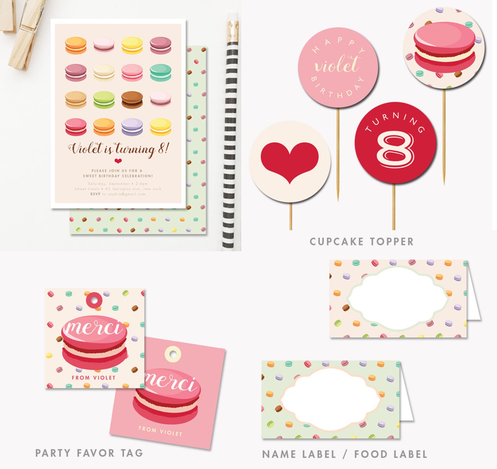 Macaron Party Kit Pink French Macaron Social pink DIY. | Etsy